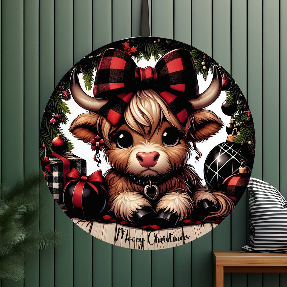 Wreath Sign Png, Highland Cow Round Sign, Digital, Wreath Making, Home ...