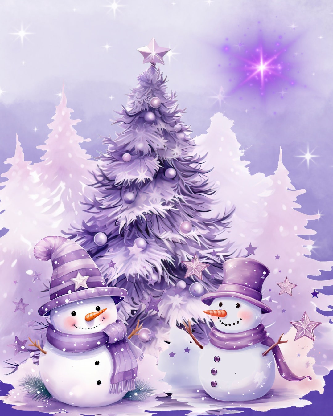 Pretty Purple Christmas Printableshigh Resolution - Etsy