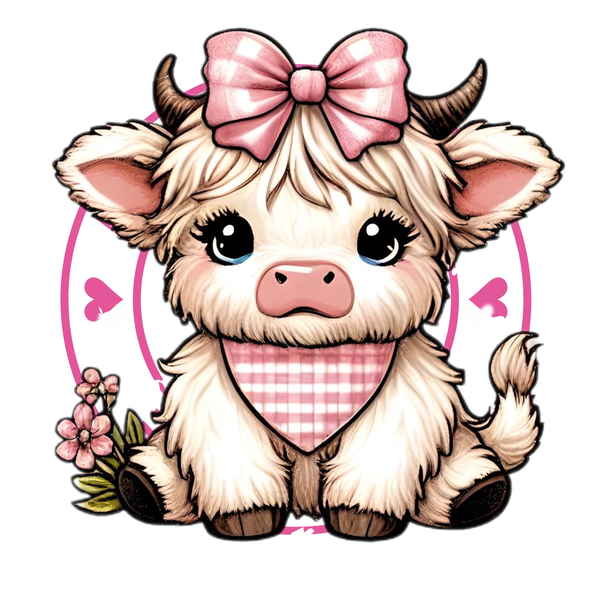 Pink Highland Cow Png , Digital Download, Clipart , Baby Animal, 6 Pngs ...