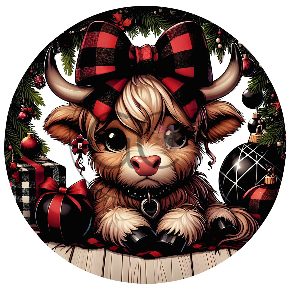 Wreath Sign Png, Highland Cow Round Sign, Digital, Wreath Making, Home ...