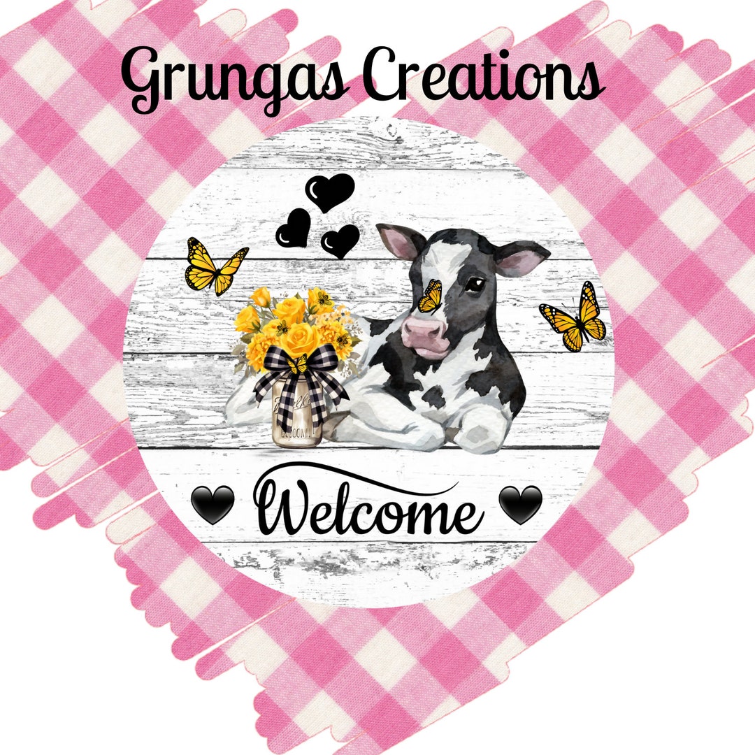 Cow Sign, Circle Frame PNG, Welcome ,door Hanger ,digital Wall Art ...