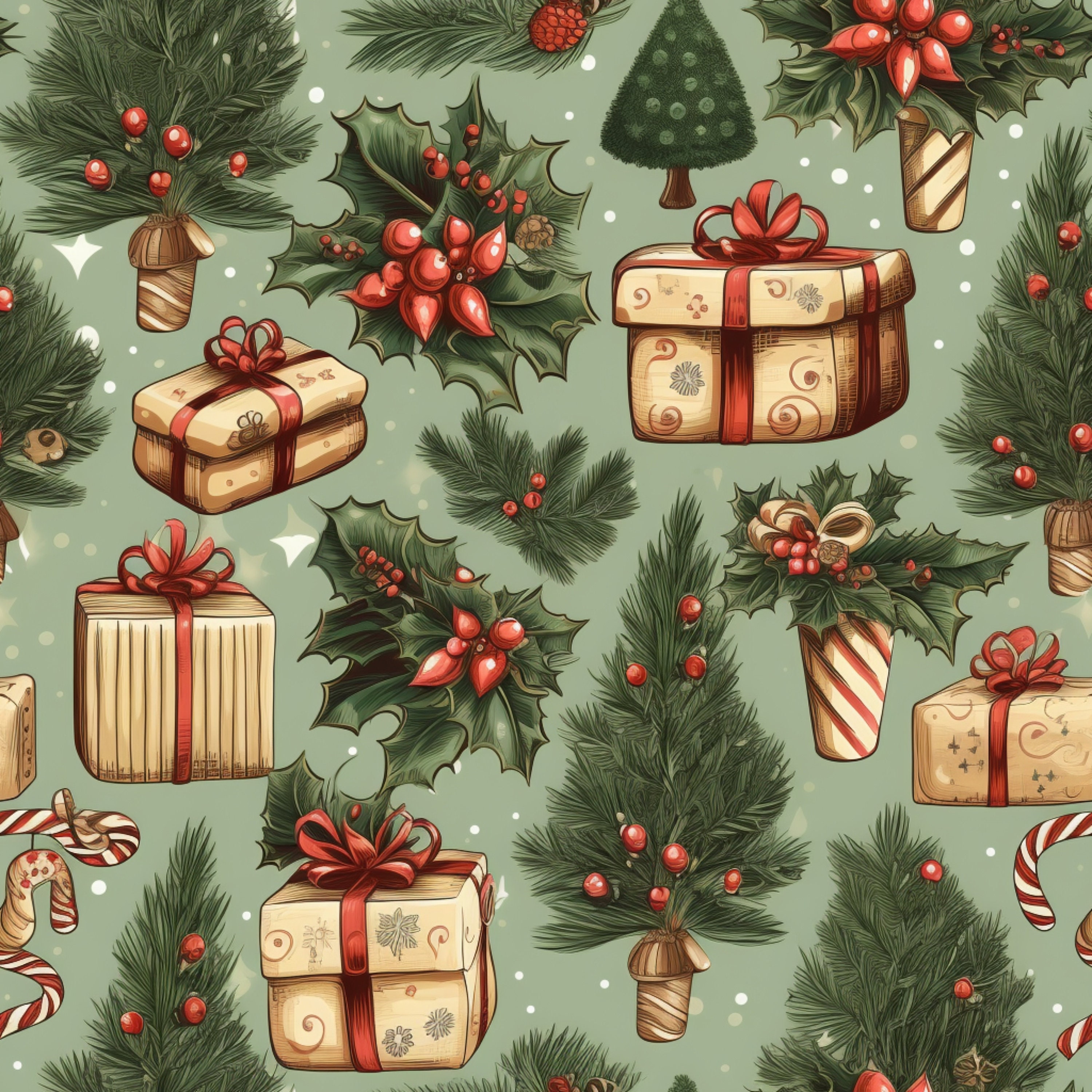 Vintage Seamless Digital Pattern Christmashigh Resolution - Etsy