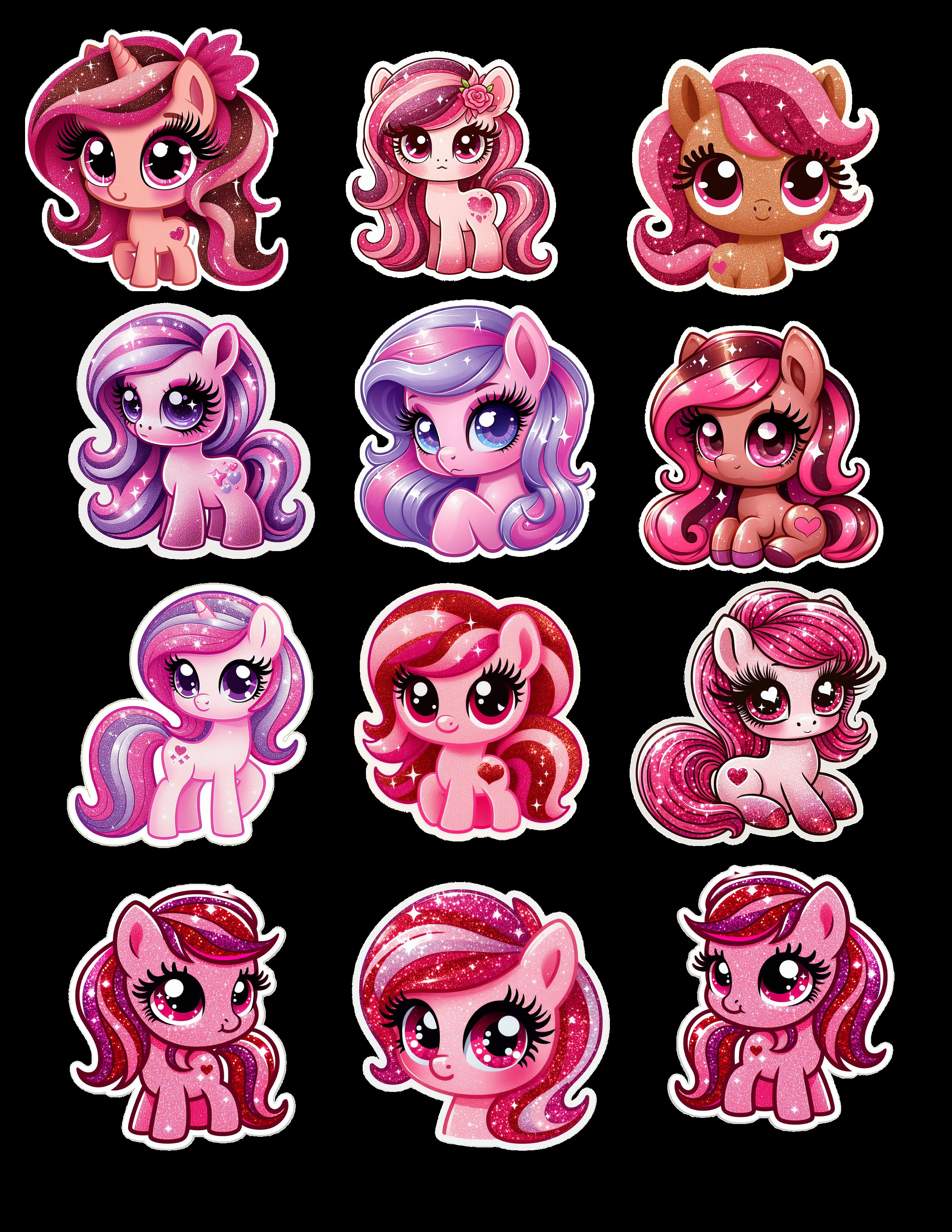 Pony Kids Stickers , Png, Instant Download, Clipart, Digital Art ...