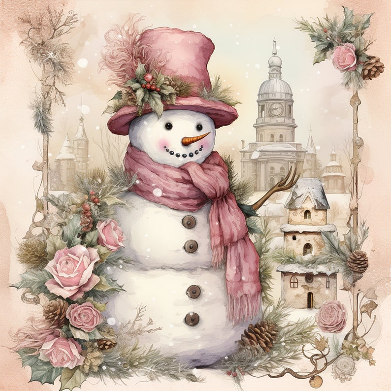 Pink Vintage Seamless Christmas Pattern, Paper, Digitalhigh Resolution ...