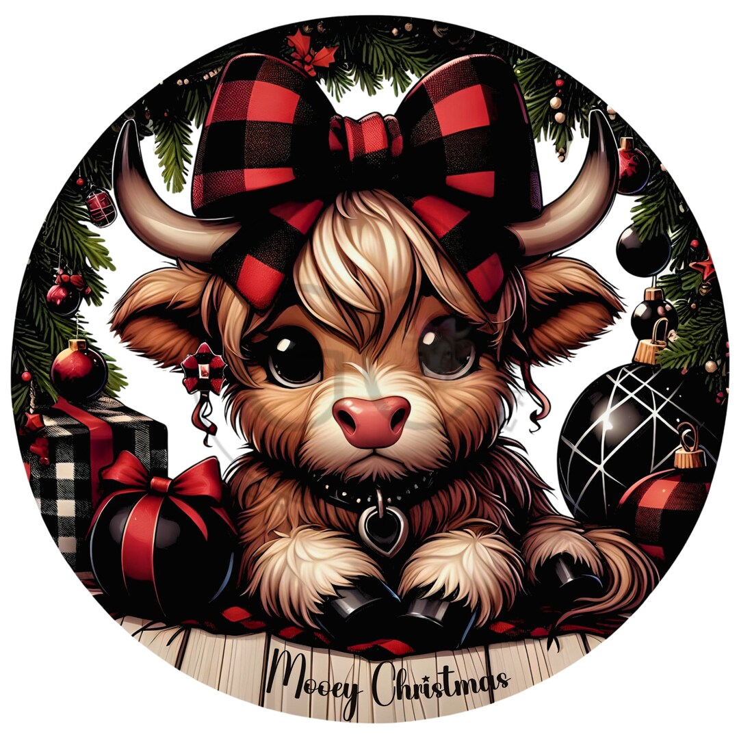 Wreath Sign Png, Highland Cow Round Sign, Digital, Wreath Making, Home ...