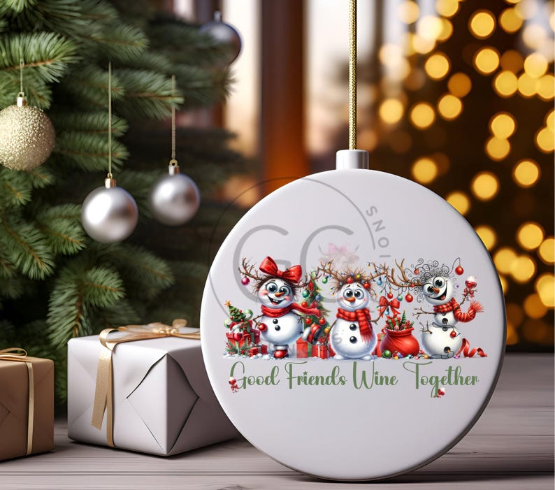 Friends Christmas Wine Snowmen Clipart: Funny Holiday PNG (digital ...