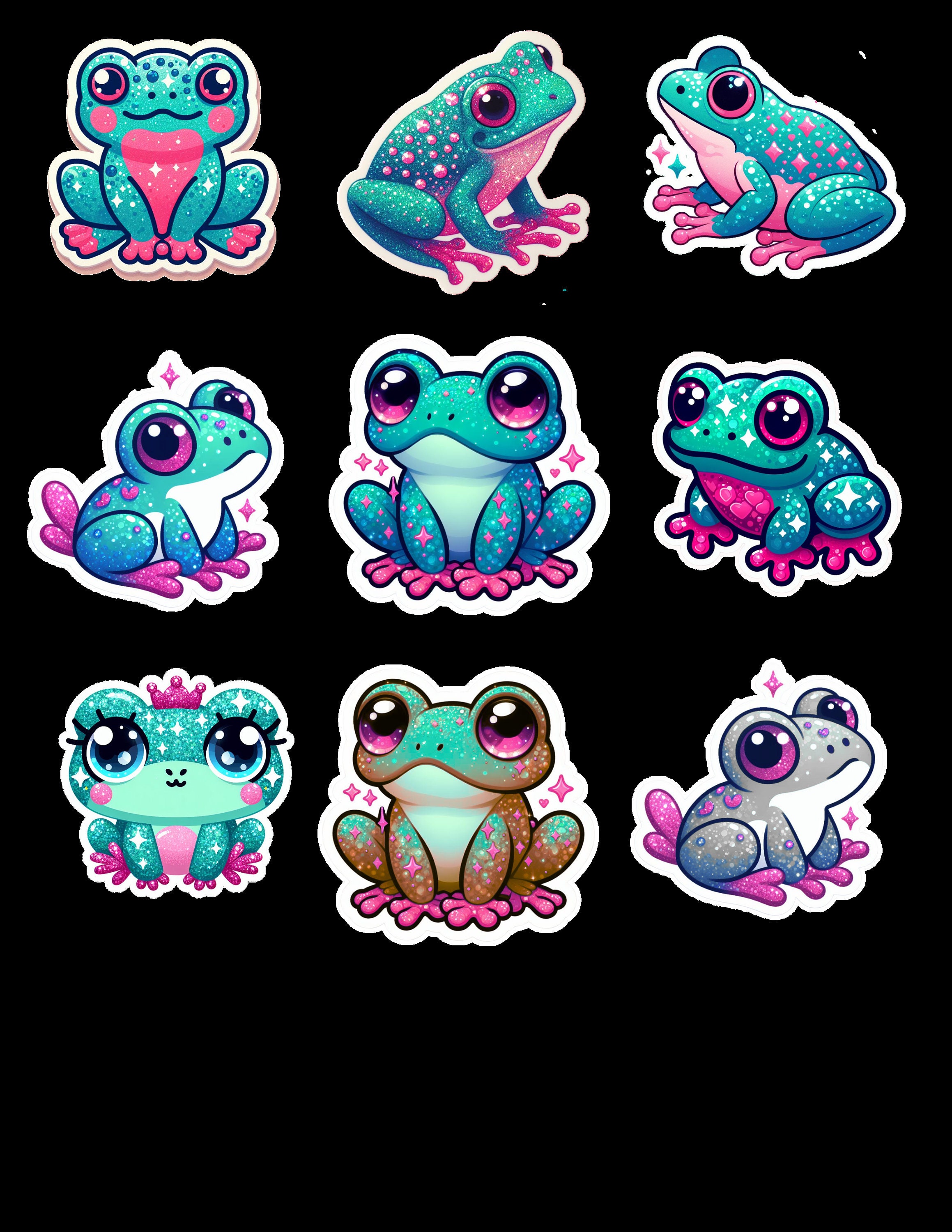 Frog Stickers , Png, Instant Download, Clipart, Digital Art, Stickers ...