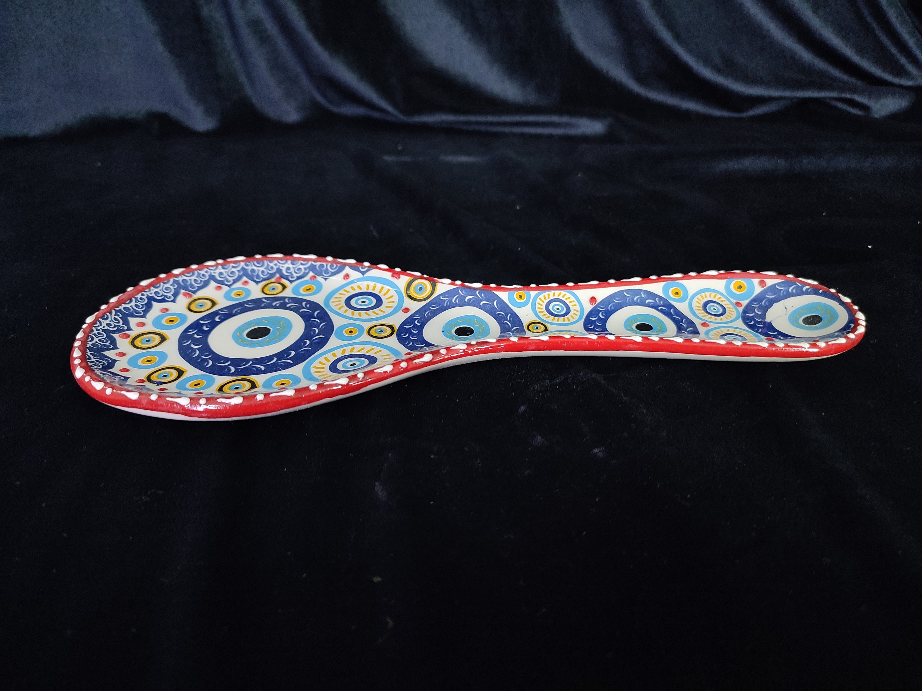 Handmade Evil Eye Ceramic Spoon Rest: Turkish Kitchen Decor - Etsy