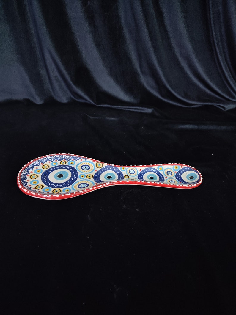 Handmade Evil Eye Ceramic Spoon Rest: Turkish Kitchen Decor - Etsy