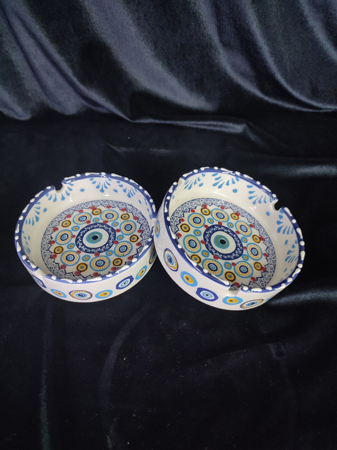 Evil Eye Ash Holder, Set of Round Ashtray, Ceramic Ashtray With Lid ...