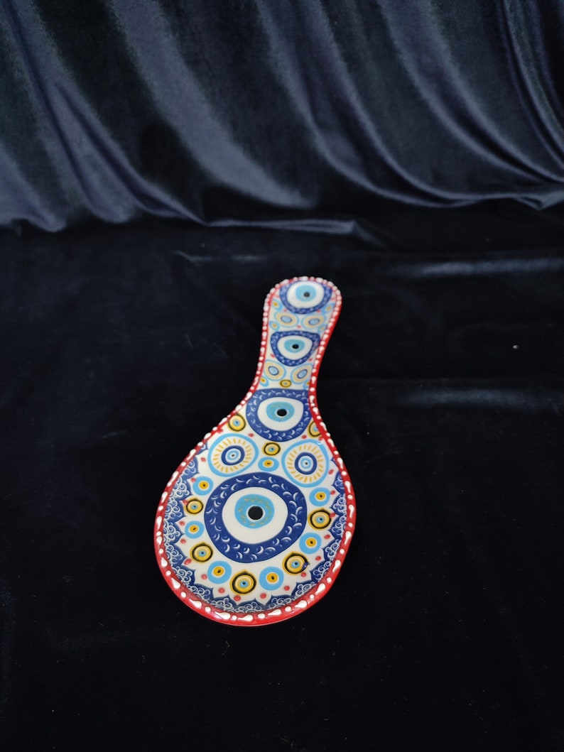 Handmade Evil Eye Ceramic Spoon Rest: Turkish Kitchen Decor - Etsy