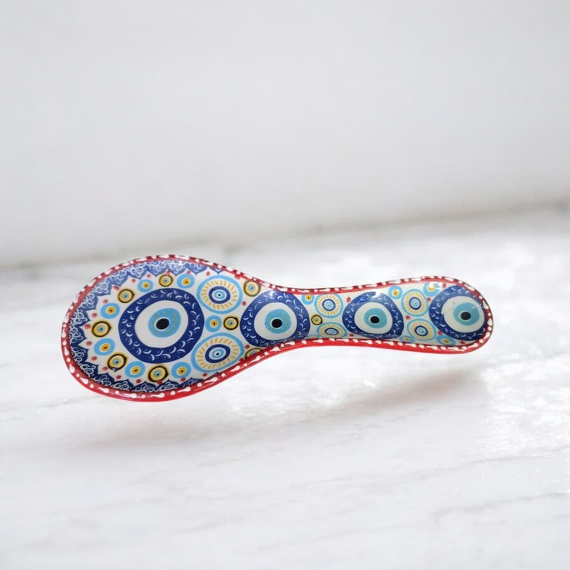 Handmade Evil Eye Ceramic Spoon Rest: Turkish Kitchen Decor - Etsy