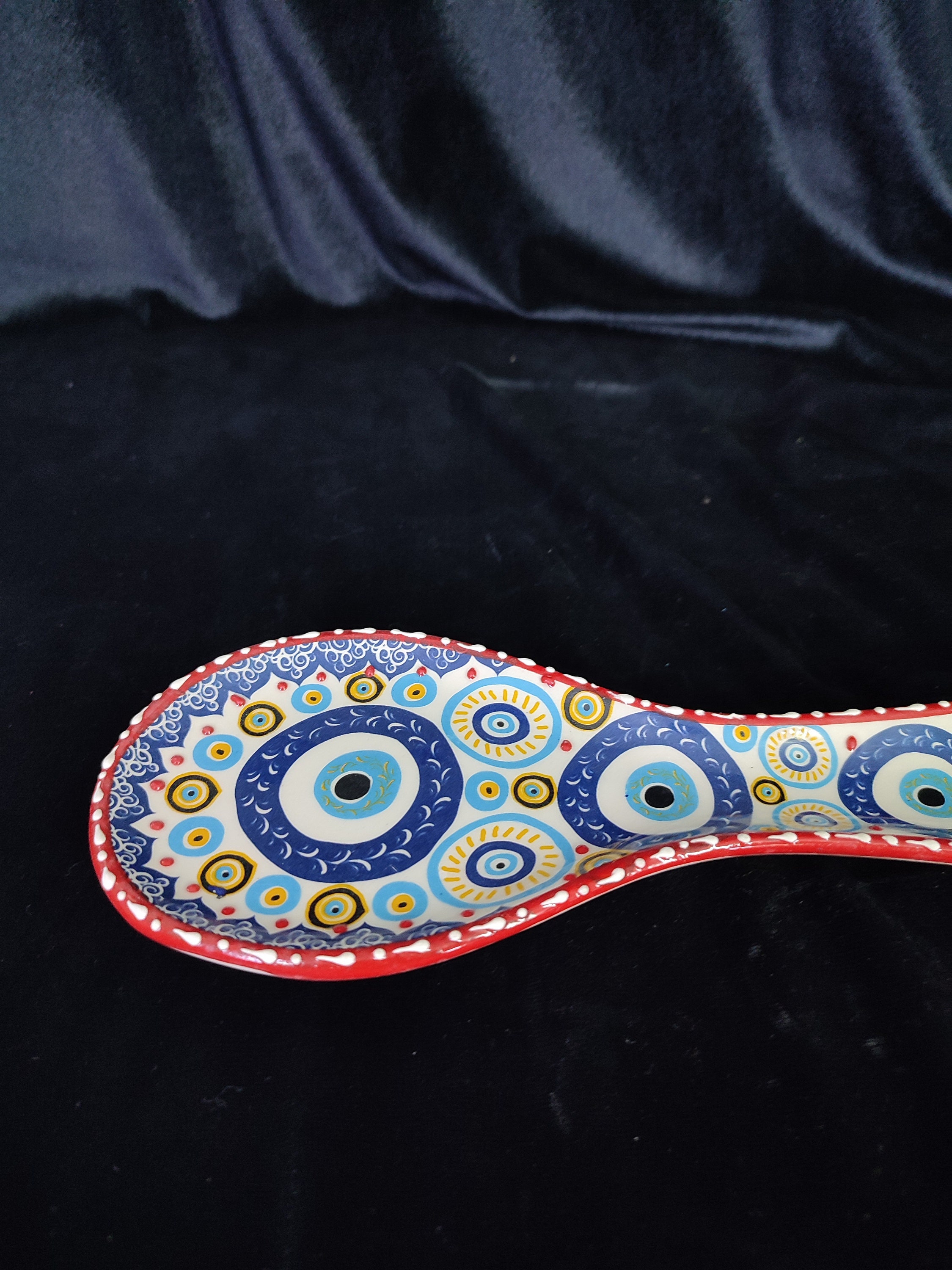 Handmade Evil Eye Ceramic Spoon Rest: Turkish Kitchen Decor - Etsy