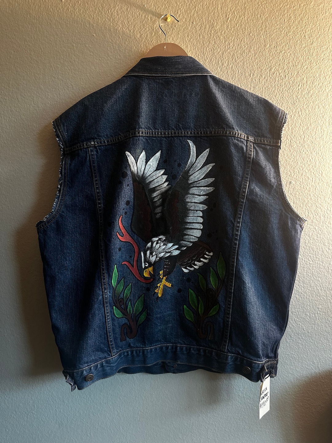 Hand Painted Denim Vest XL - Etsy
