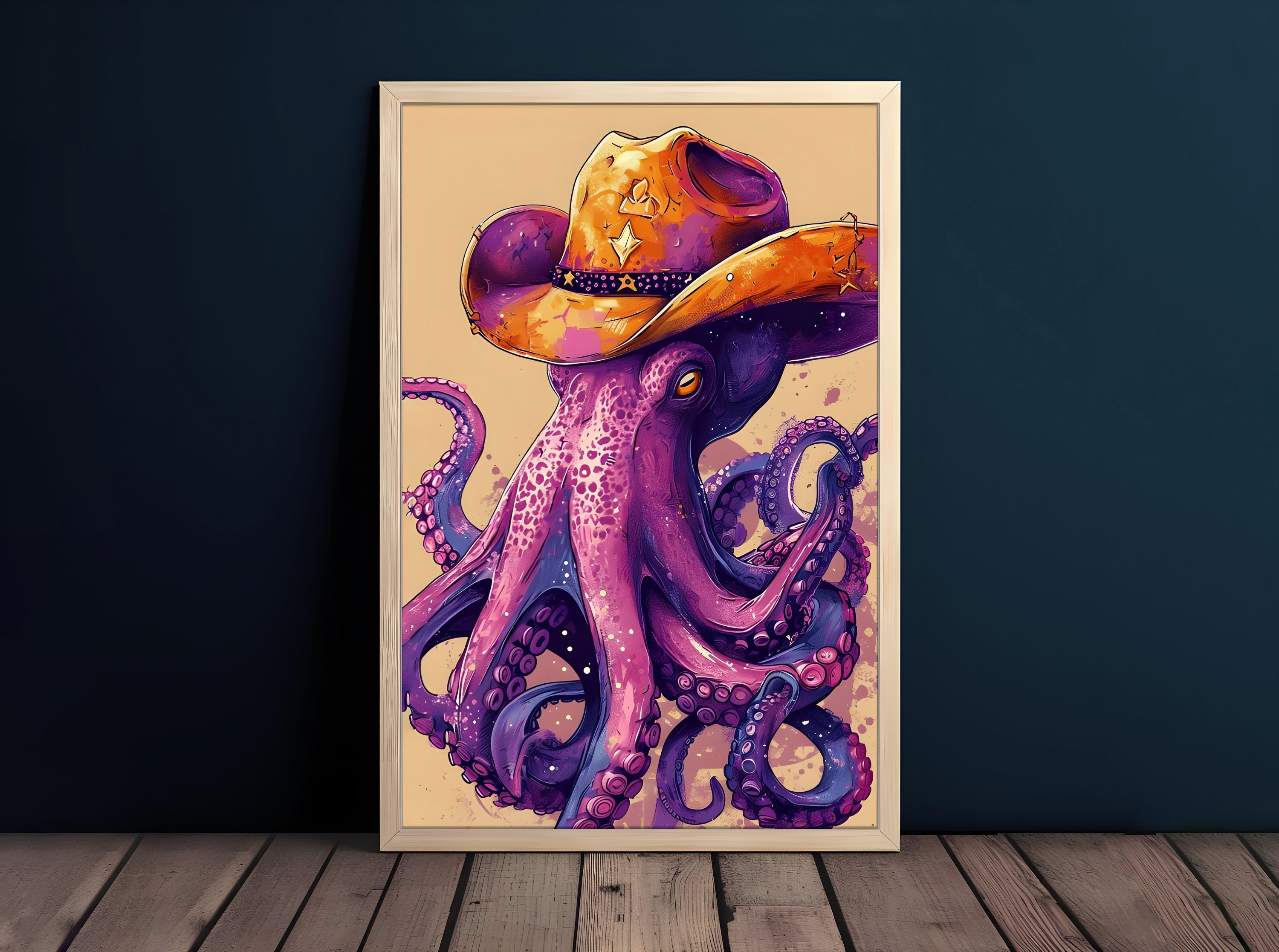 Octopus in Cowboy Hat | Octopus Wall Art | Octopus Digital Print ...