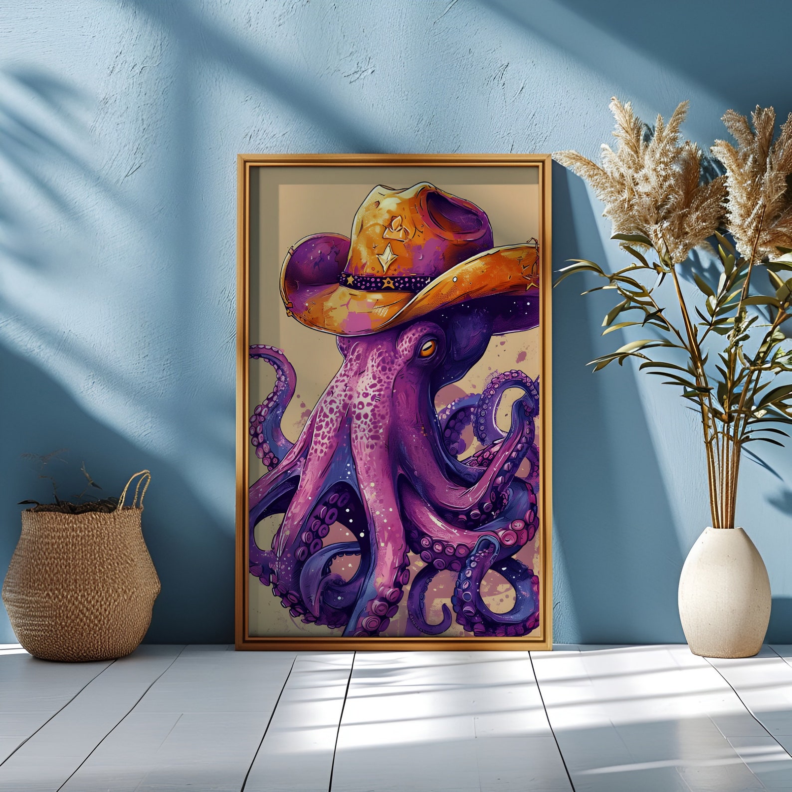 Octopus in Cowboy Hat | Octopus Wall Art | Octopus Digital Print ...