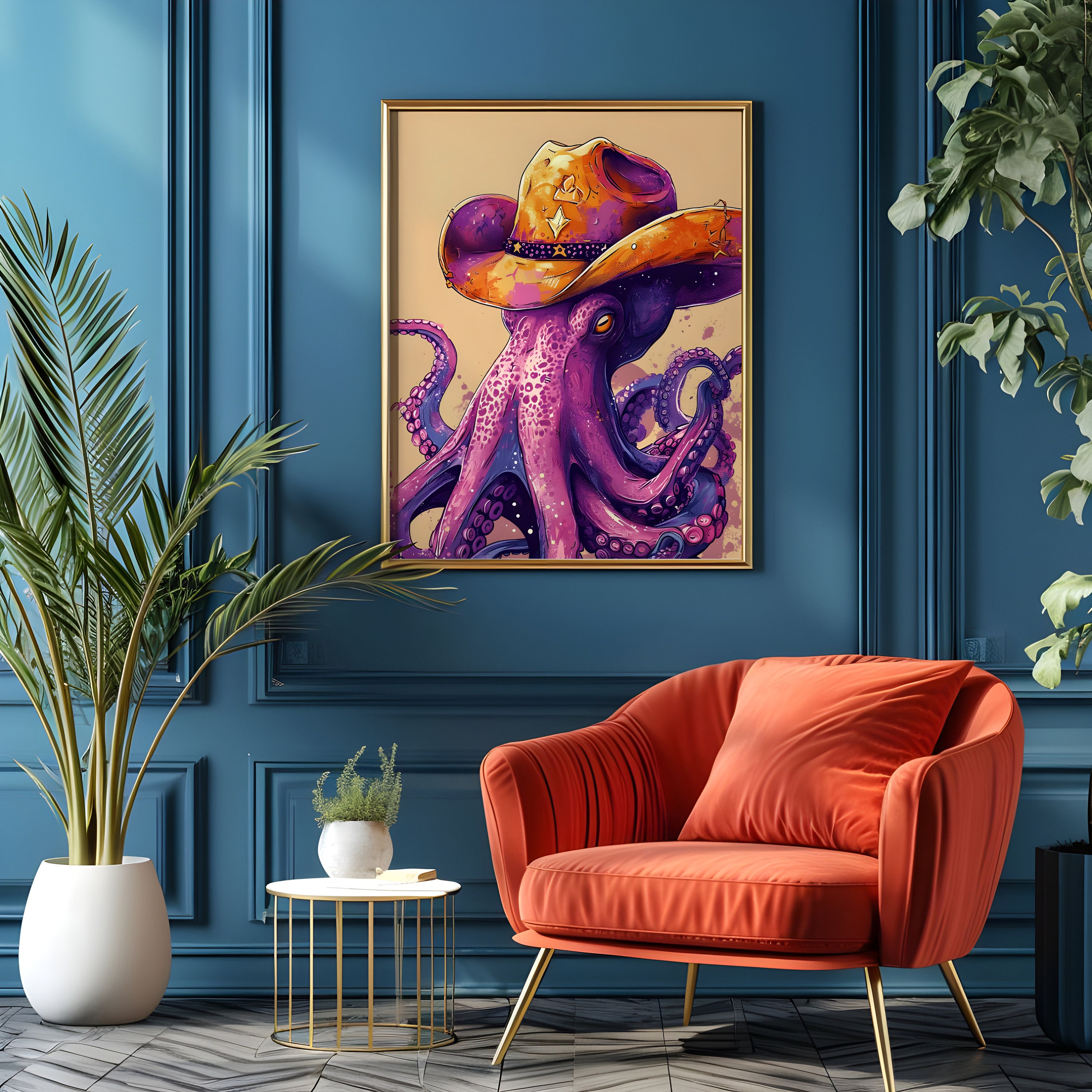 Octopus in Cowboy Hat | Octopus Wall Art | Octopus Digital Print ...