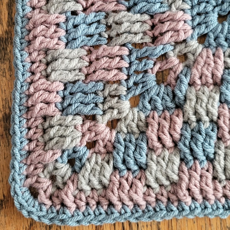 Checkered Granny Square Crochet Pattern Intermediate Aran Yarn PDF - Etsy