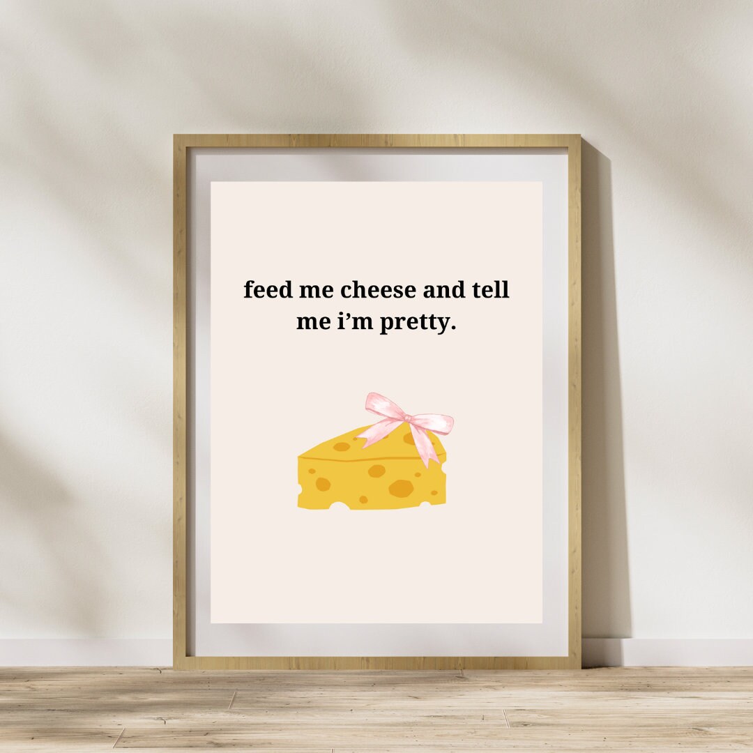 Cheese Coquette Girly Bow Wall Art Decor Digital Print - Etsy