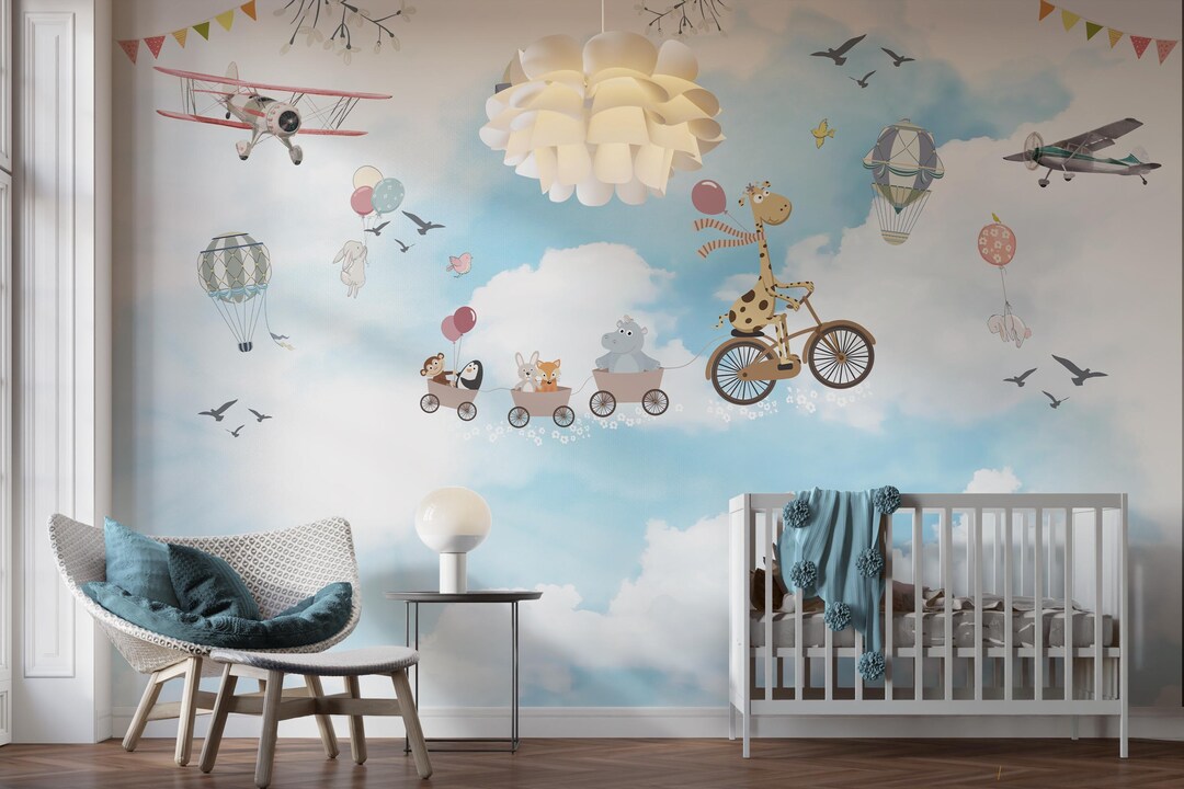 Kids Wallpaper Peel and Stick, Acrobat Animals Wallpaper, Kids Room ...