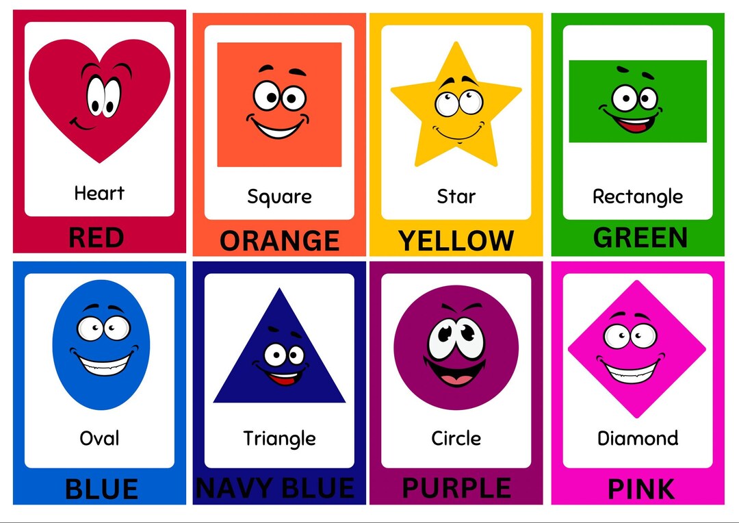 Shapes and Colors Flashcards - Etsy