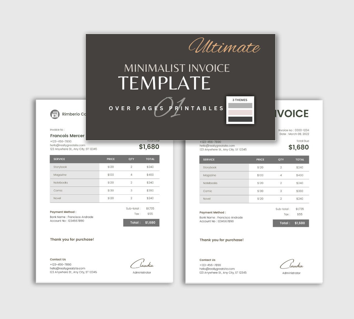 Basic Invoice Template, Blank Business Form, Minimal Design Invoice ...