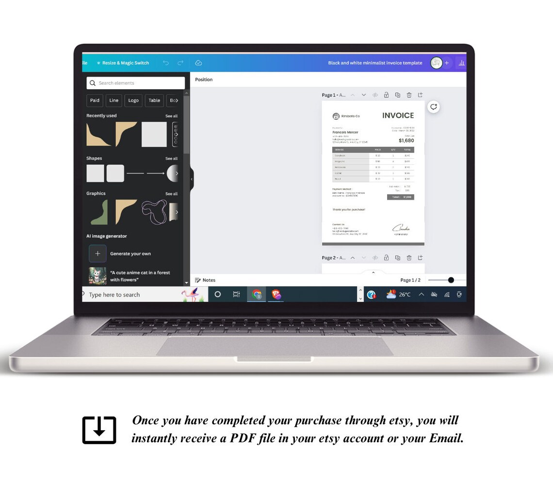 Basic Invoice Template, Blank Business Form, Minimal Design Invoice ...