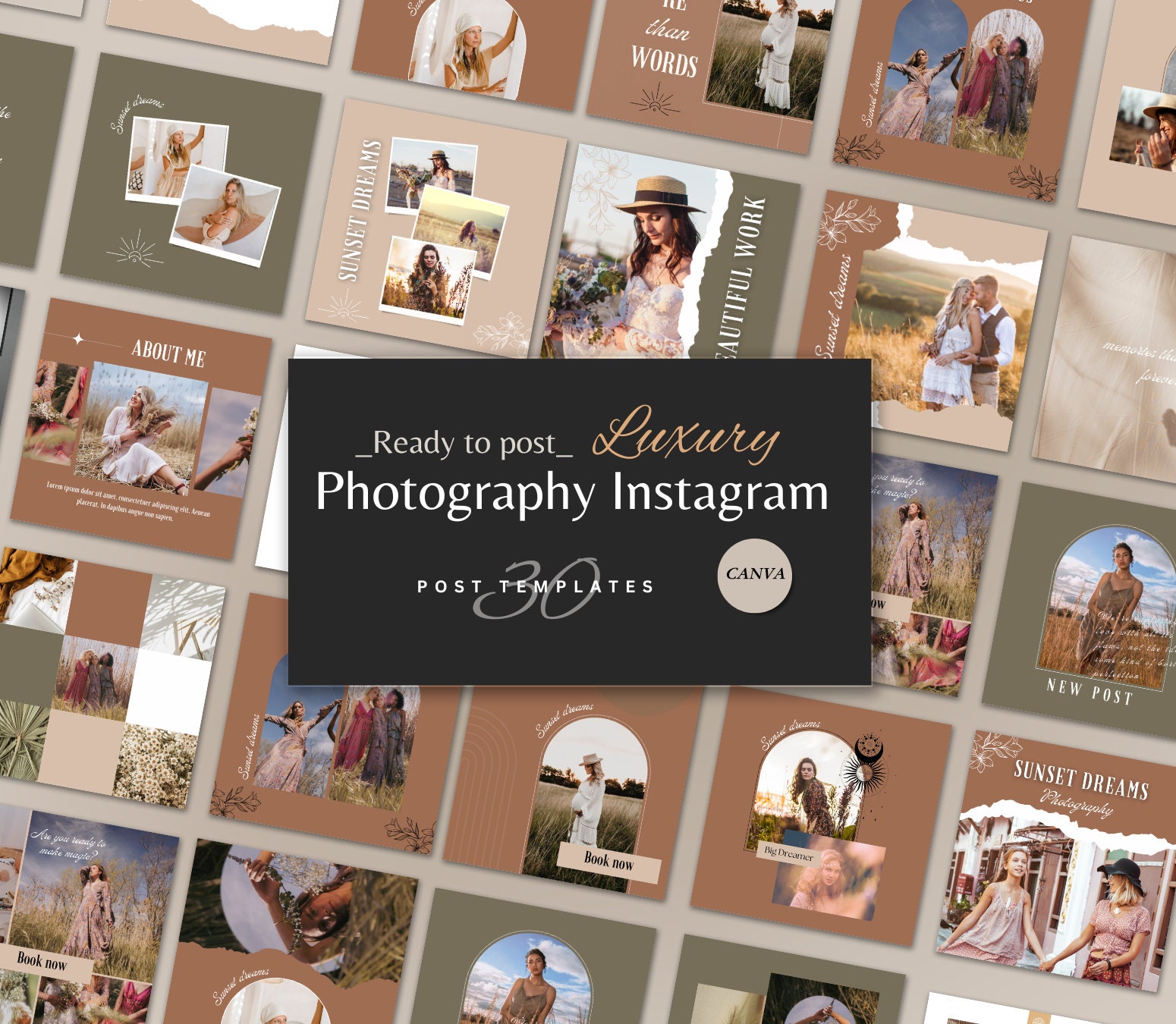 Photograph Niche Instagram Templates Set 30 Editable Graphics Social ...