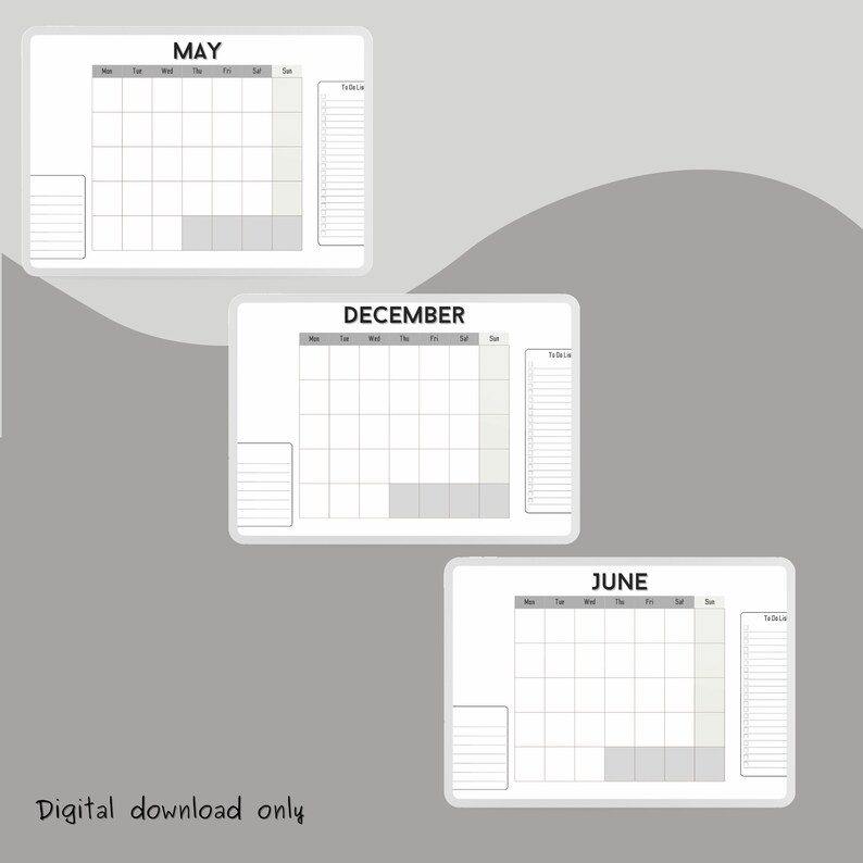 Minimalist 2024 Undated Printable Calendar Print at Home Year Round ...