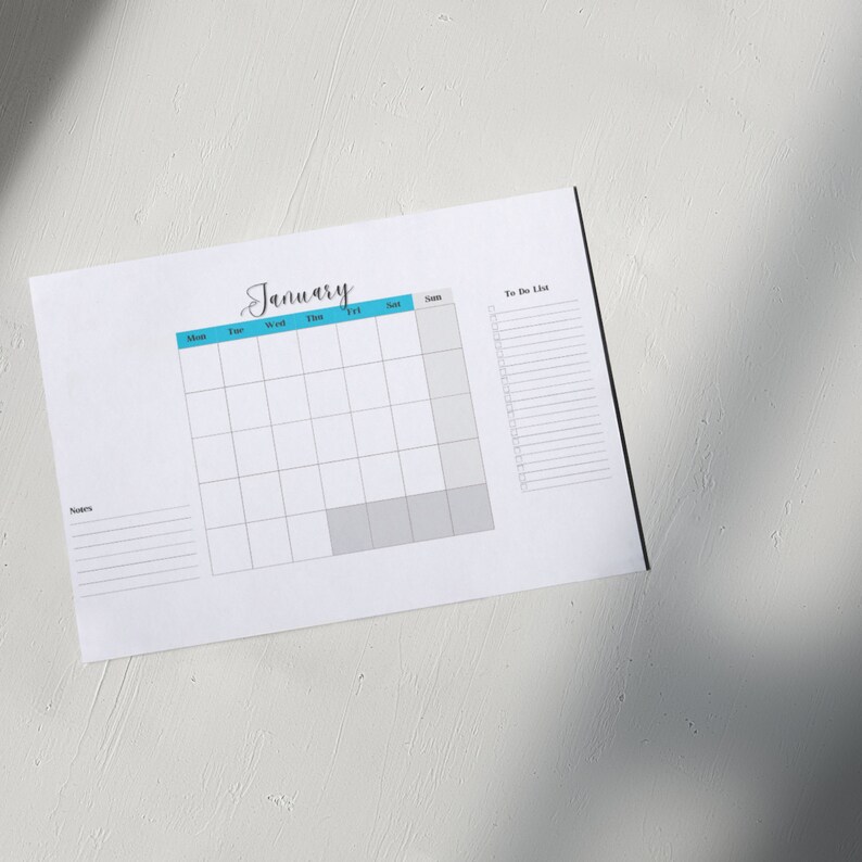 Calendario imprimible minimalista 2024 sin fecha / Imprimir en casa ...