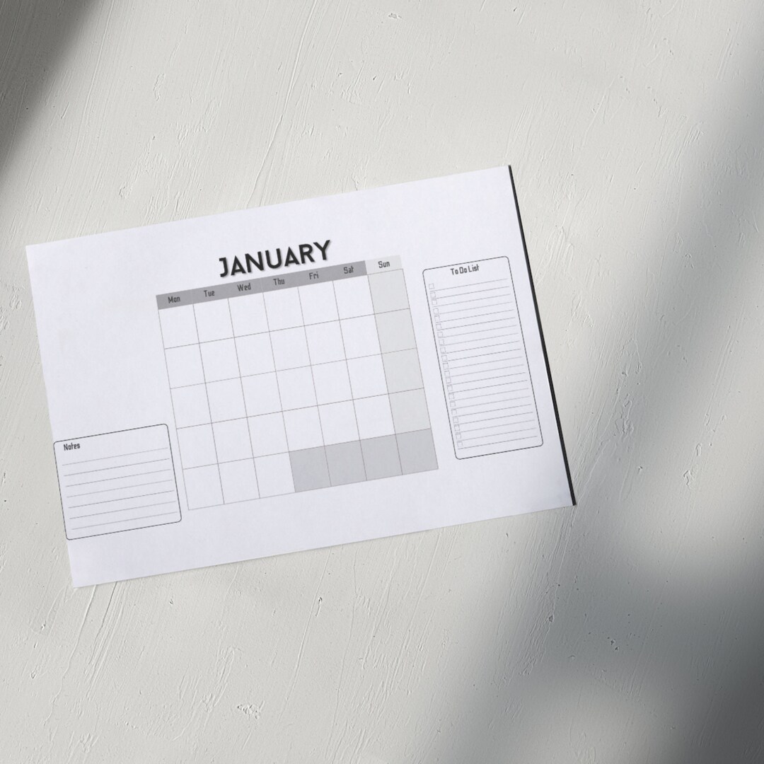 Minimalist 2024 Undated Printable Calendar Print at Home Year Round ...