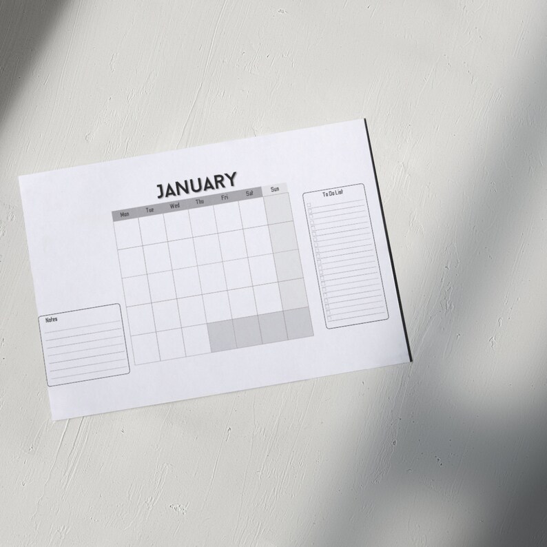 Minimalist 2024 Undated Printable Calendar Print at Home Year Round ...
