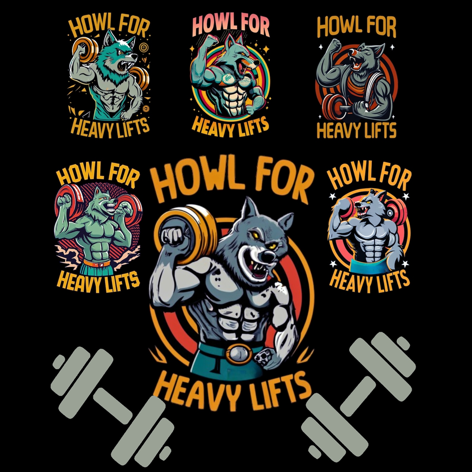 Digital Download Halloween PNG Art Werewolf Workout Weightlifting ...