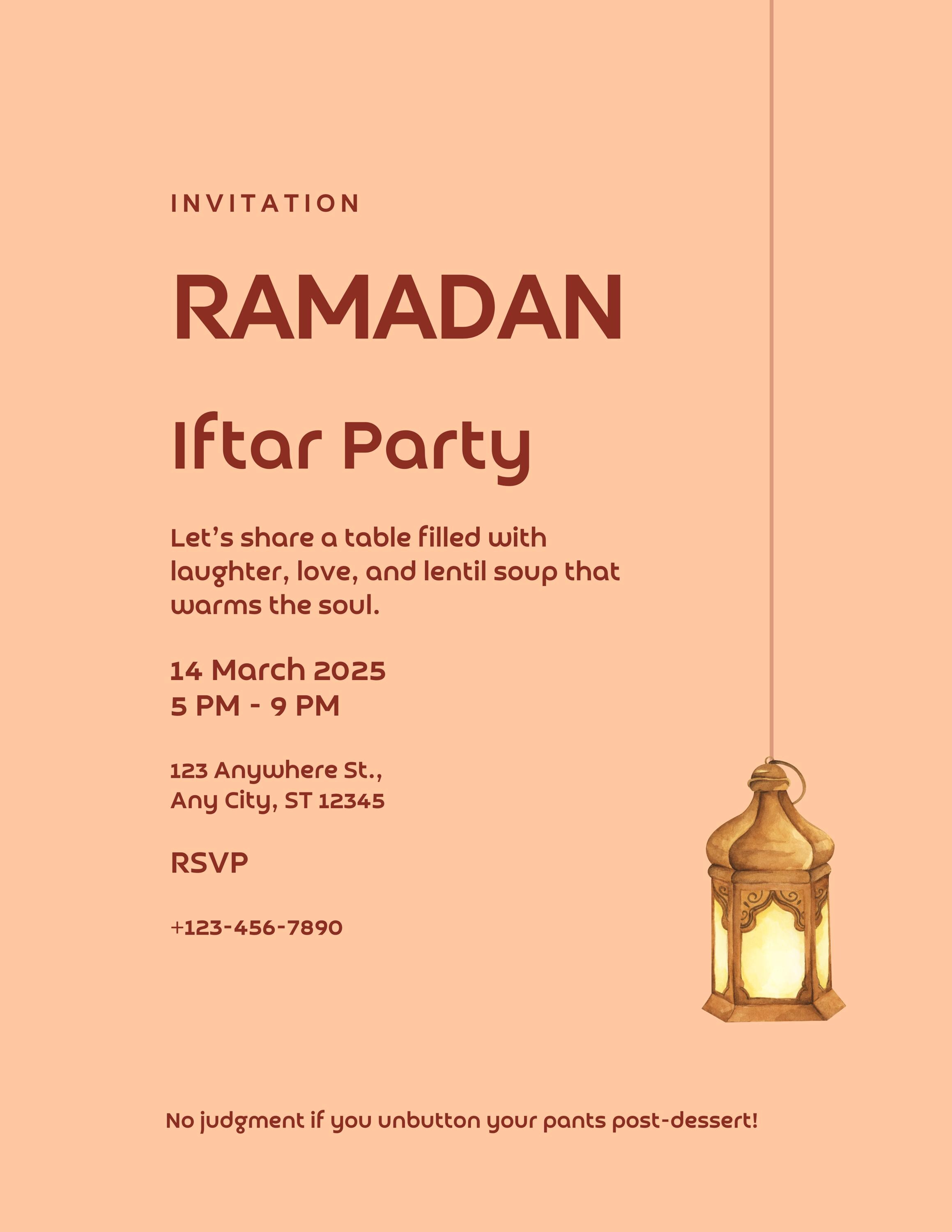 Ramadan Iftar Invitation | Fun Arabic-inspired Design | Printable ...