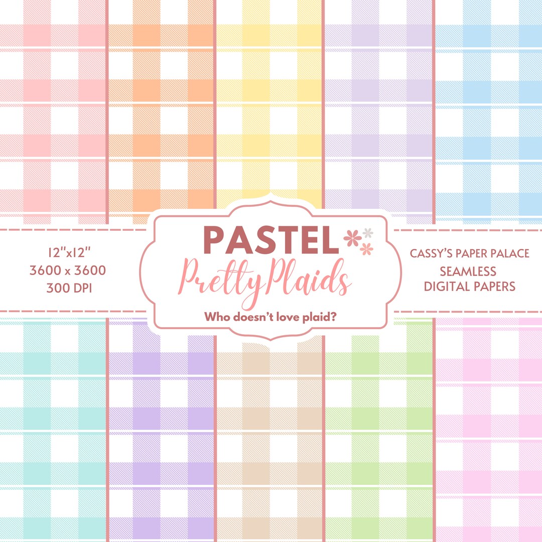 Pastel Plaid Digital Paper / 10 Soft Plaid Designs / Scrapbook Paper ...