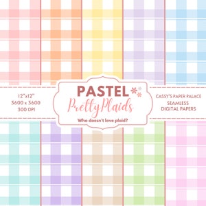 Pastel Plaid Digital Paper / 10 Soft Plaid Designs / Scrapbook Paper ...