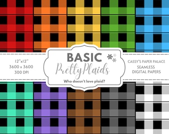 Pastel Plaid Digital Paper / 10 Soft Plaid Designs / Scrapbook Paper / Cute Designer Paper ...