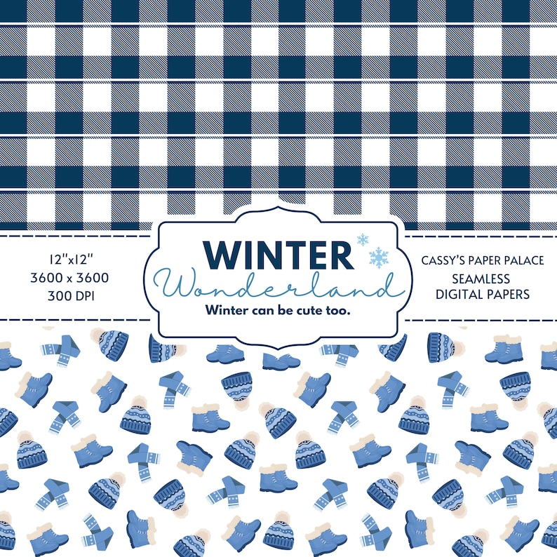 Printable Cute Winter Digital Paper / 10 Winter Wonderland Pages ...