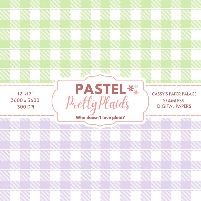 Pastel Plaid Digital Paper / 10 Soft Plaid Designs / Scrapbook Paper ...