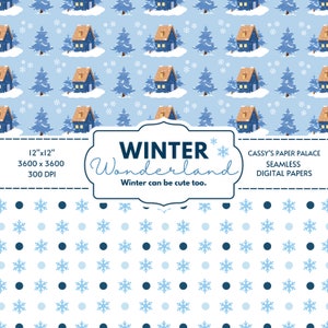 Printable Cute Winter Digital Paper / 10 Winter Wonderland Pages ...