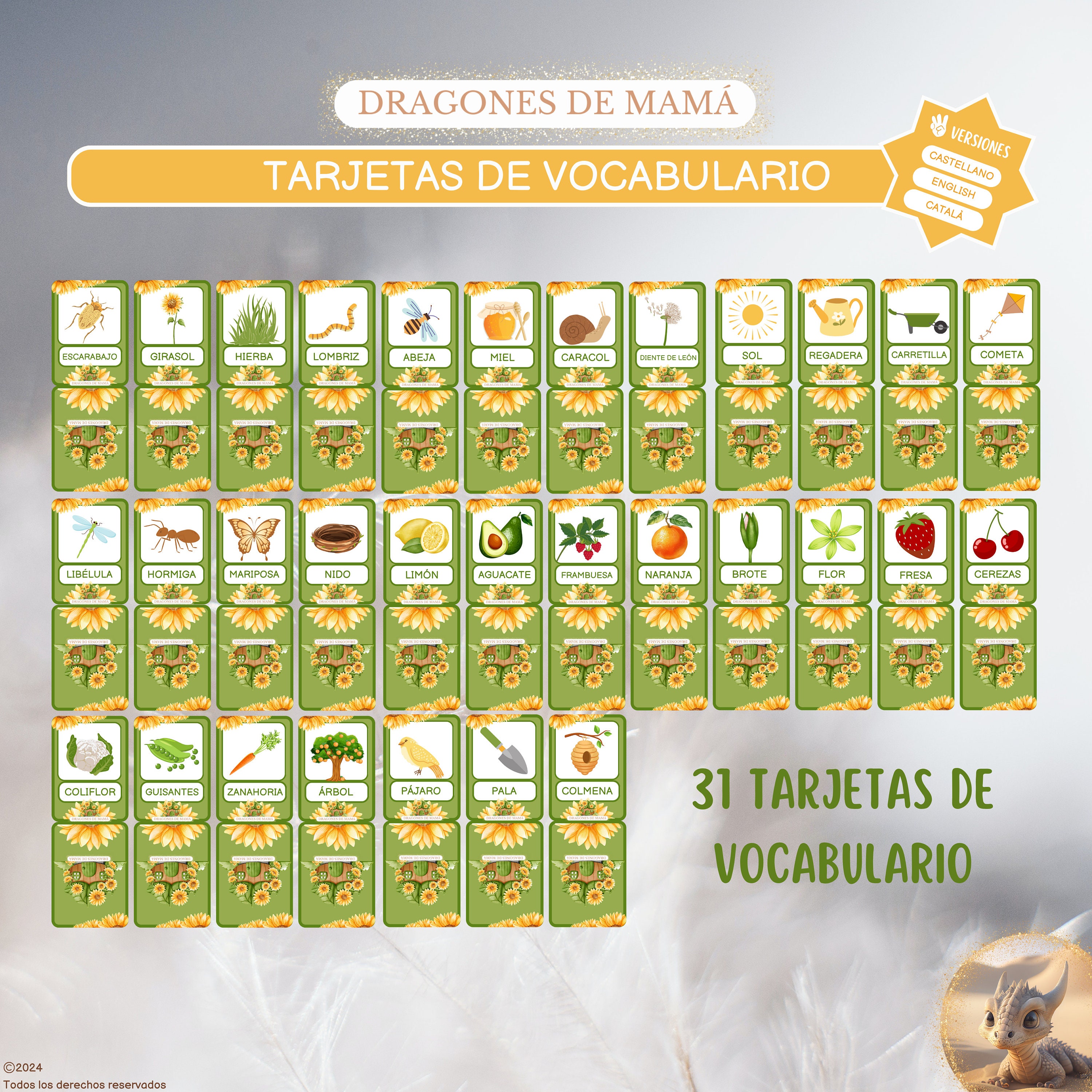 Imprimibles Tarjetas De Vocabulario Primavera - Etsy