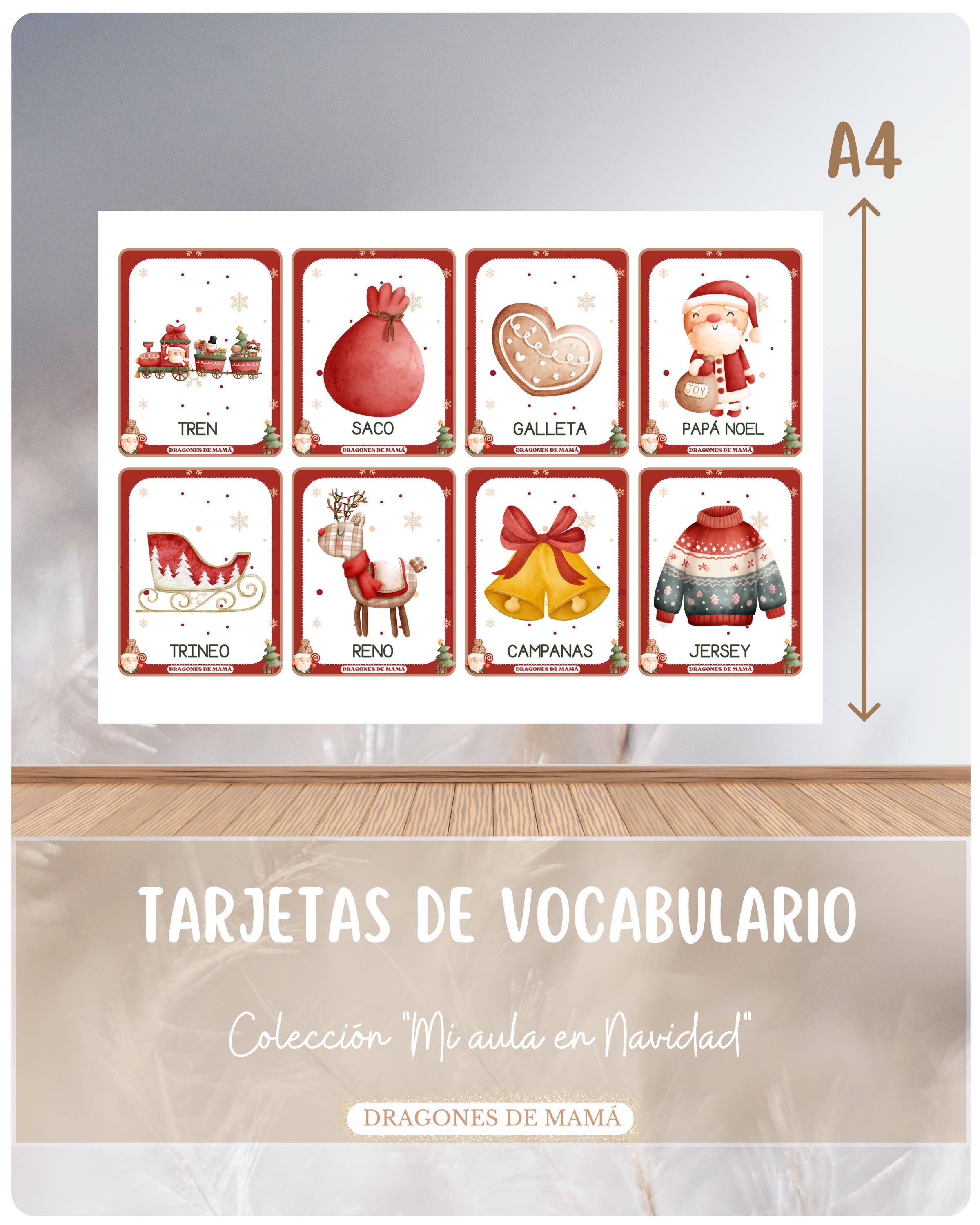 Imprimible Tarjetas De Vocabulario De Navidad - Etsy