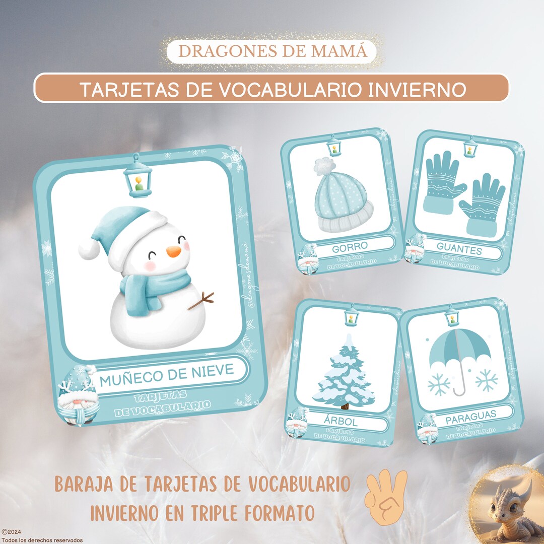 Tarjetas De Vocabulario Invierno Español Castellano - Etsy