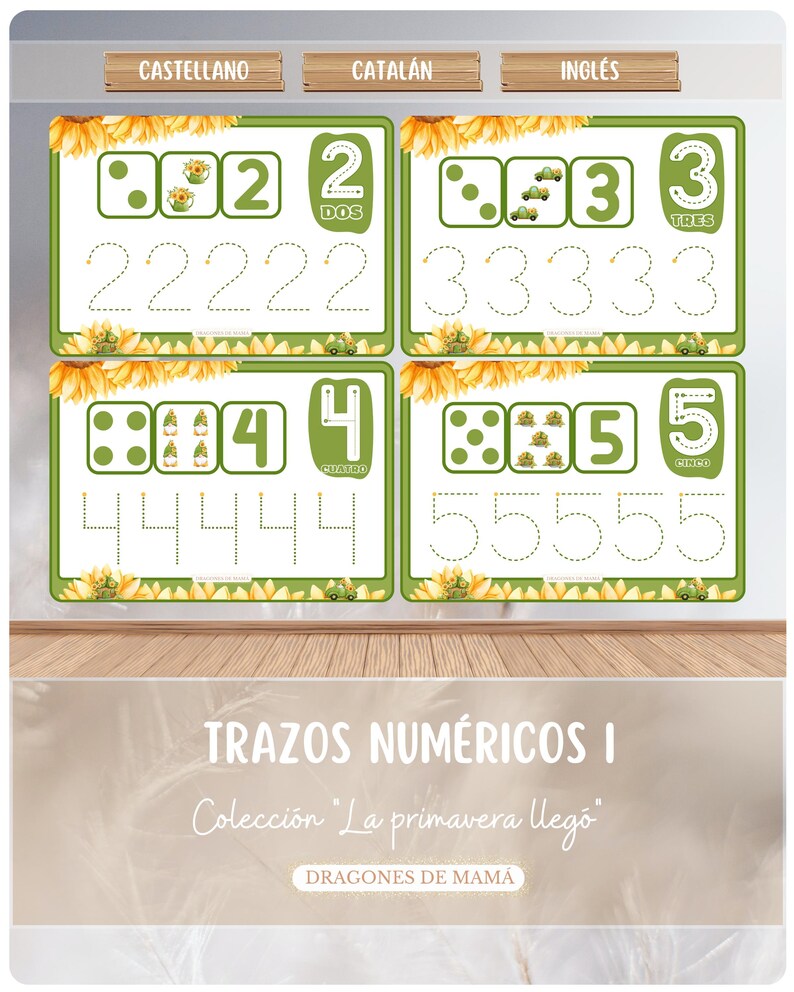 Imprimibles Láminas De Trazos Numéricos I - Etsy