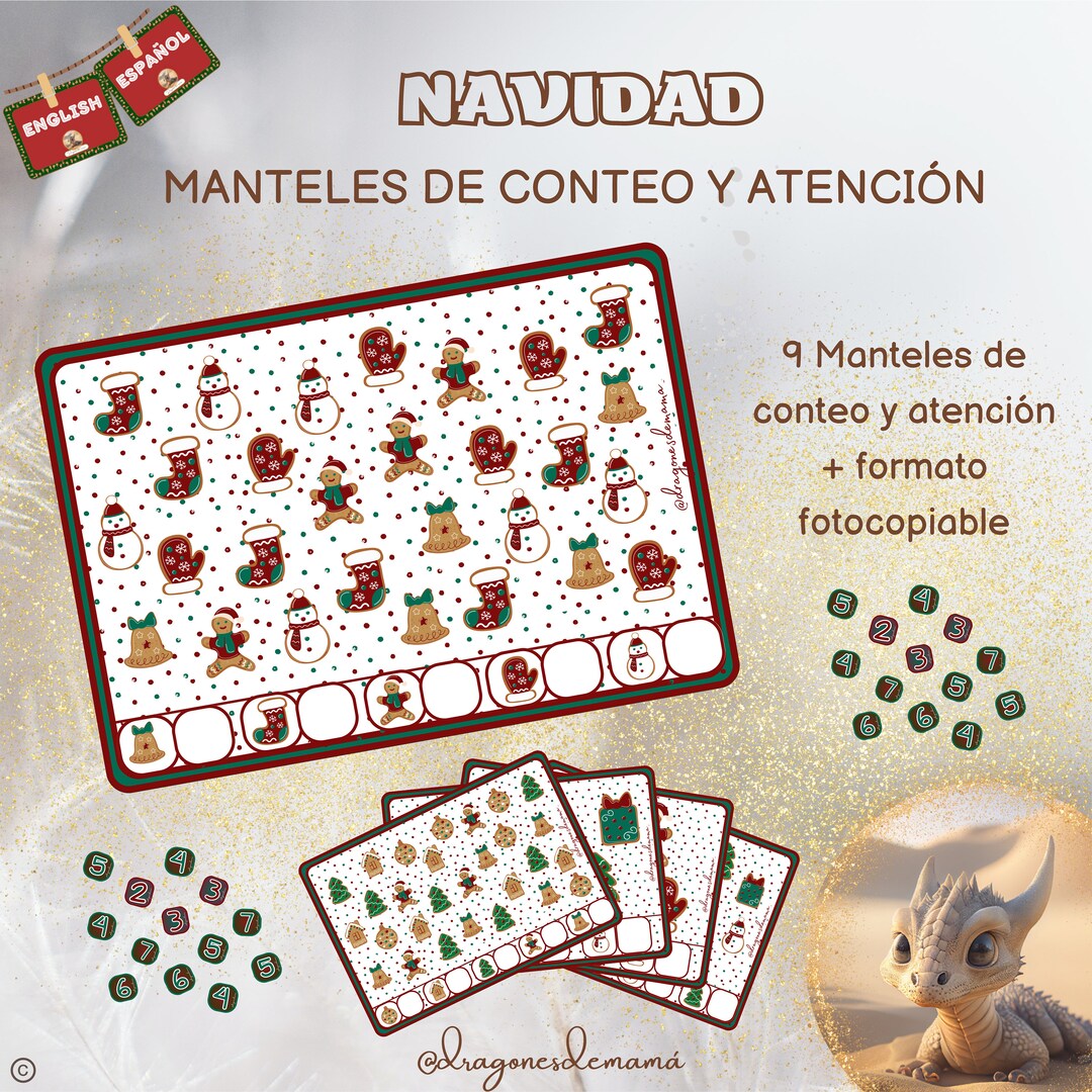 MANTELES De CONTEO Y ATENCIÓN Imprimibles Español - Etsy