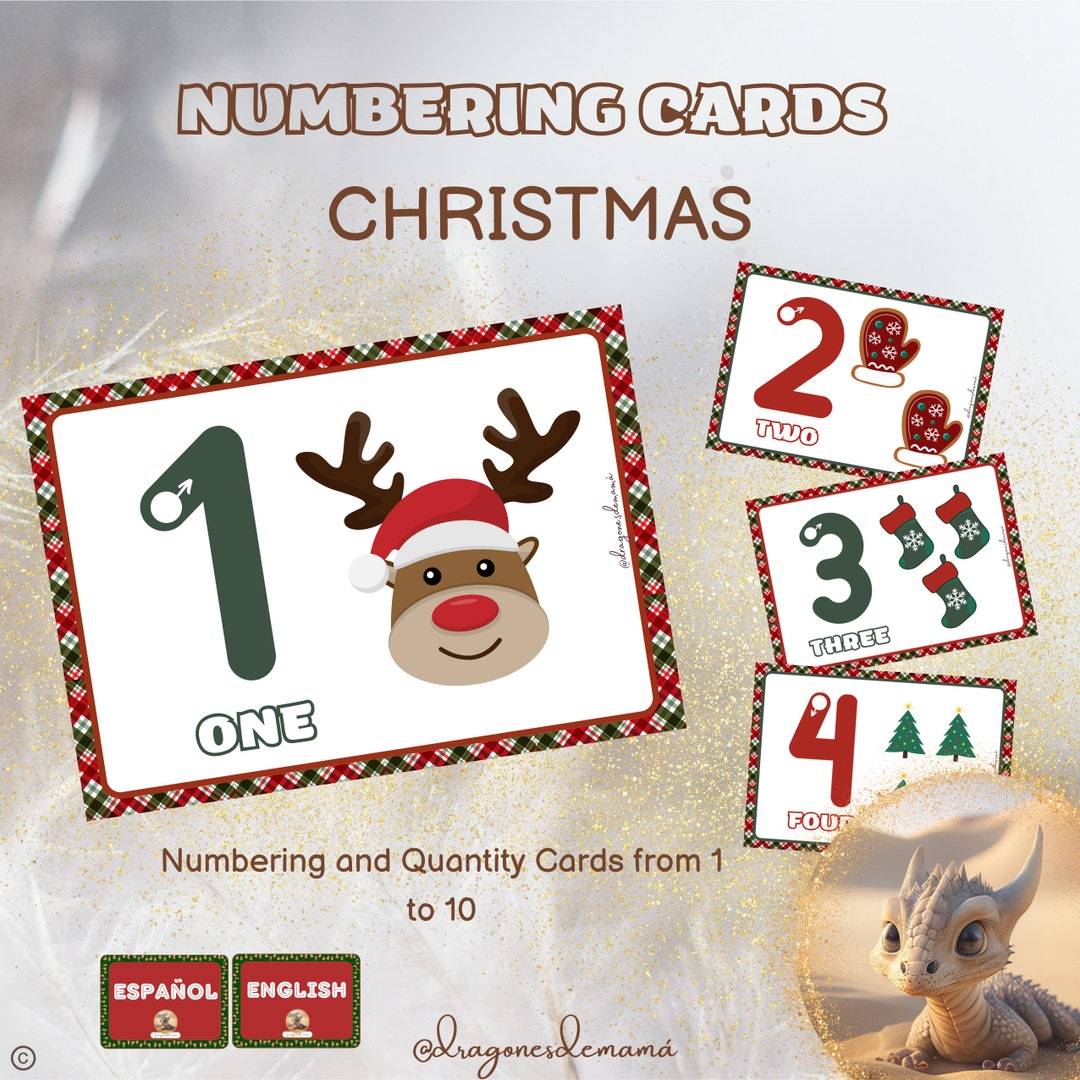 PRINTABLE CHRISTMAS NUMBERING Cards English - Etsy