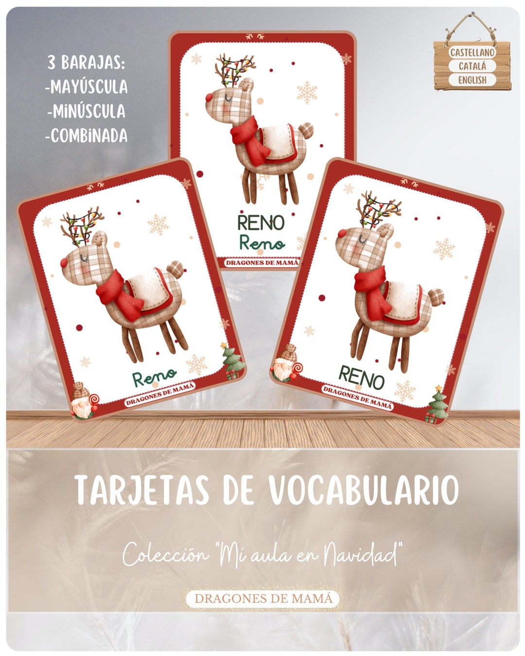 Imprimible Tarjetas De Vocabulario De Navidad - Etsy