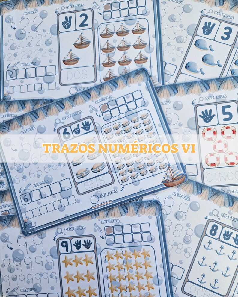 Imprimibles Láminas De Trazos Numéricos VI - Etsy Canada