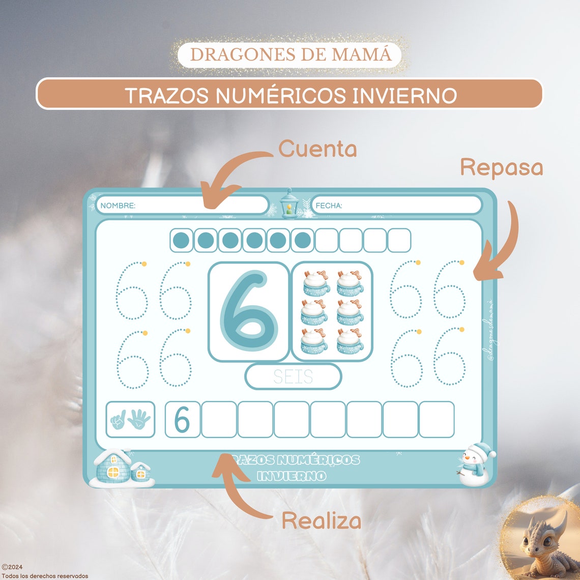 Imprimibles De Trazos Numéricos 1-10 Invierno. English/castellano ...