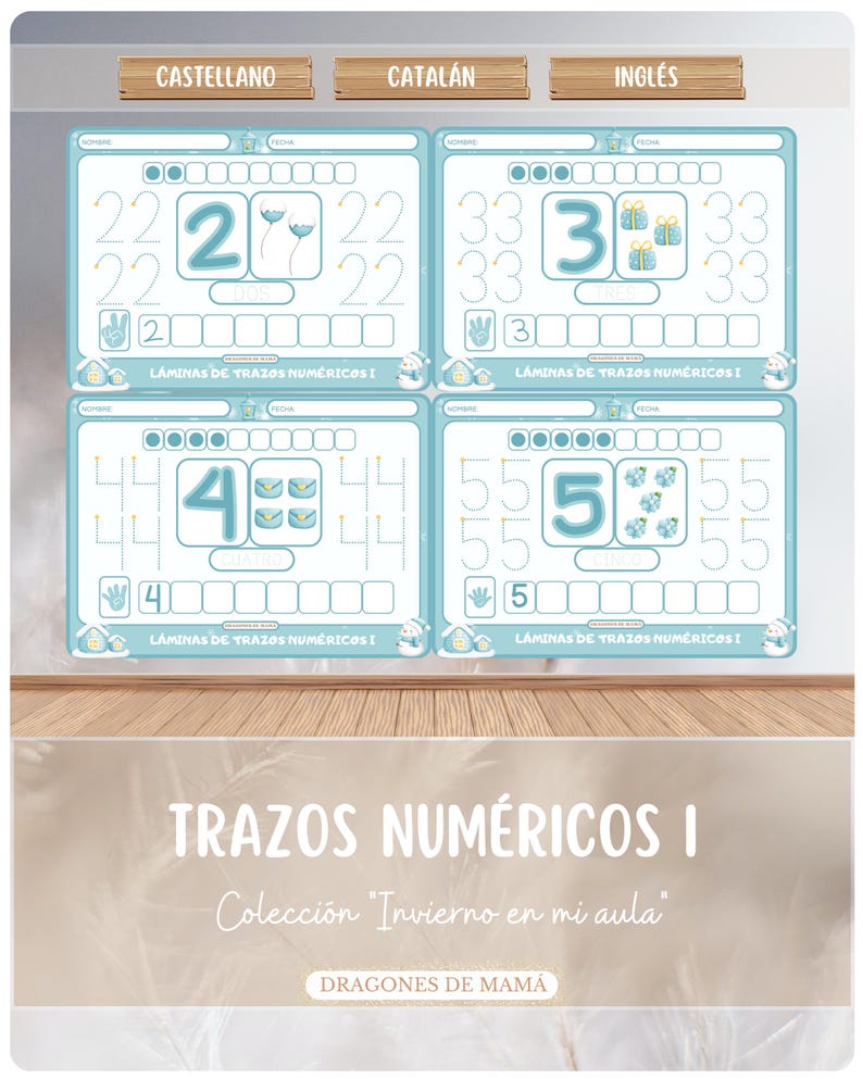 Producto Digital. Imprimibles Trazos Numéricos Invierno, Pack Niveles I ...